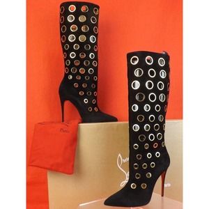 Christian Louboutin | Shoes | Nib Louboutin Apollo 0 Black Suede Gold ...